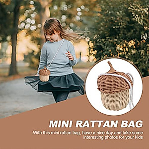 COHEALI Kids Purse 2pcs Mini Purse Portable Kids Bag Rattan Woven Basket Shaped Bag Cross-Body Woven Bag Kids Wallet