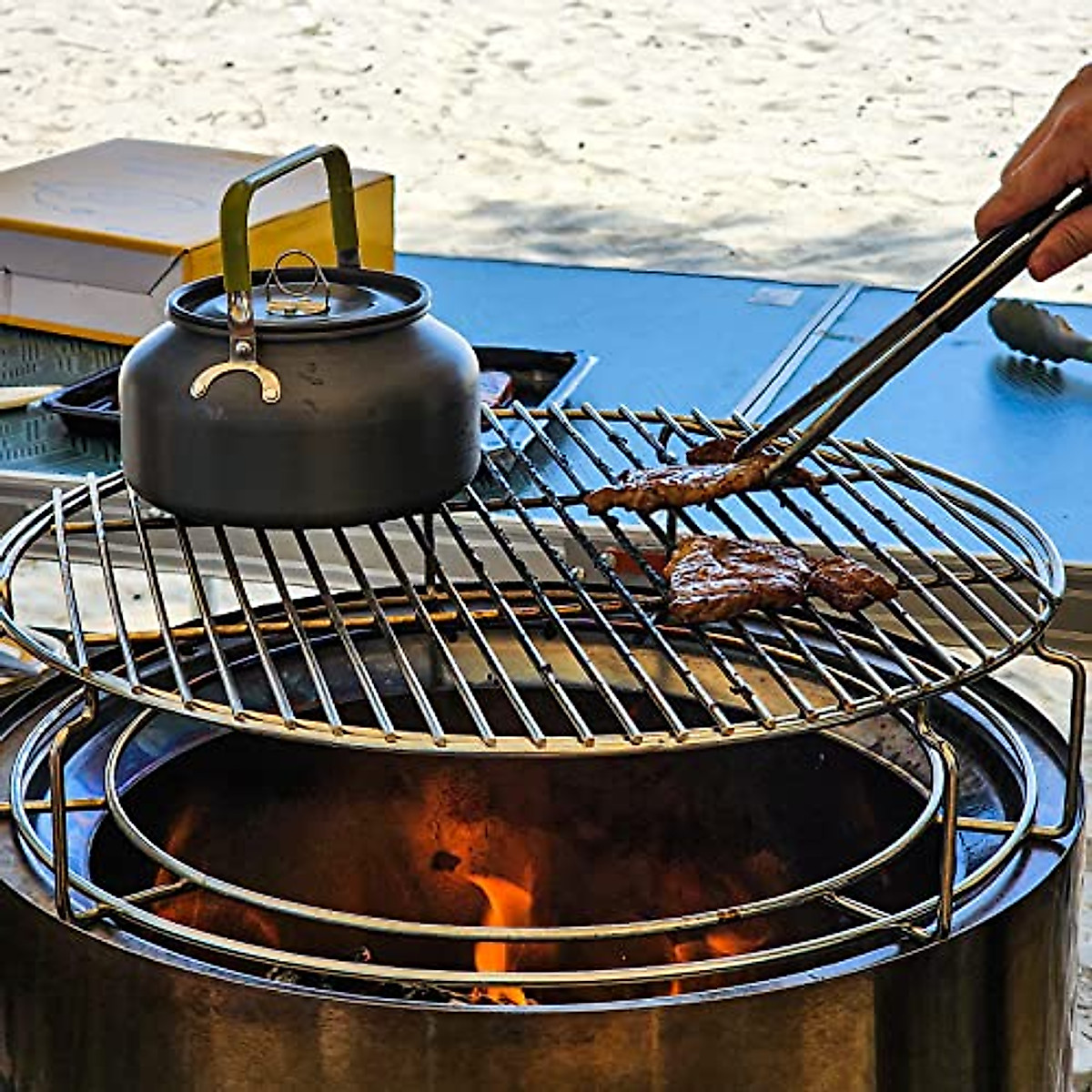 Fire Pit Cooking Grate Accessory for Solo Stove Bonfire 19.5 Inch, Stainless Steel Grill Grate for Bonfire Fireplace Tools