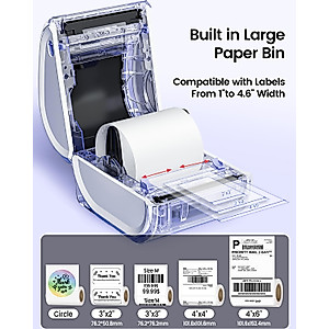 Phomemo Bluetooth Thermal Label Printer 4X6 - D520BT Wireless Shipping Label Printer Build-in Holder, Thermal Label Maker for Return Shipping Package, Compatible with Amazon, USPS, Shopify, Ebay