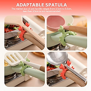 Creative Crab Shaped Silicone Spatula Rack, Universal Crab Silicone Spatula Holder Anti-overflow Clip, Multifunctional Spatula Holder Anti Scalding and Overflow Kitchen Gadgets (4, Red)