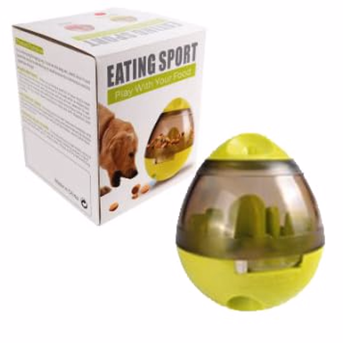 Generic Pet Enrichment Toy Ball with Interactive for Activity Structure, Treat Dispenser Feeder for Dog, Rabbit, Hamster, Cat, Guinea Pig and More. (Green-Yellow)