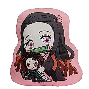 XIXISA 16 Inch Anime Nezuko Inosuke Zenitsu Plush Throw Pillow Anime Plushies Cartoon Decoration Pillows Fans Gift Cosplay 40cm