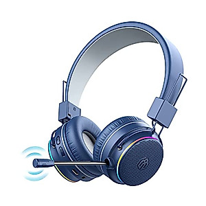 iClever Kids Bluetooth Headphones LED Light Up - 360° Extendable Microphone - 85/94 dB Safe Volume, 35Hrs Playtime, Shareport, Foldable Wireless Headphones for Kids/PS4/Xbox One/Switch/PC/Tablet
