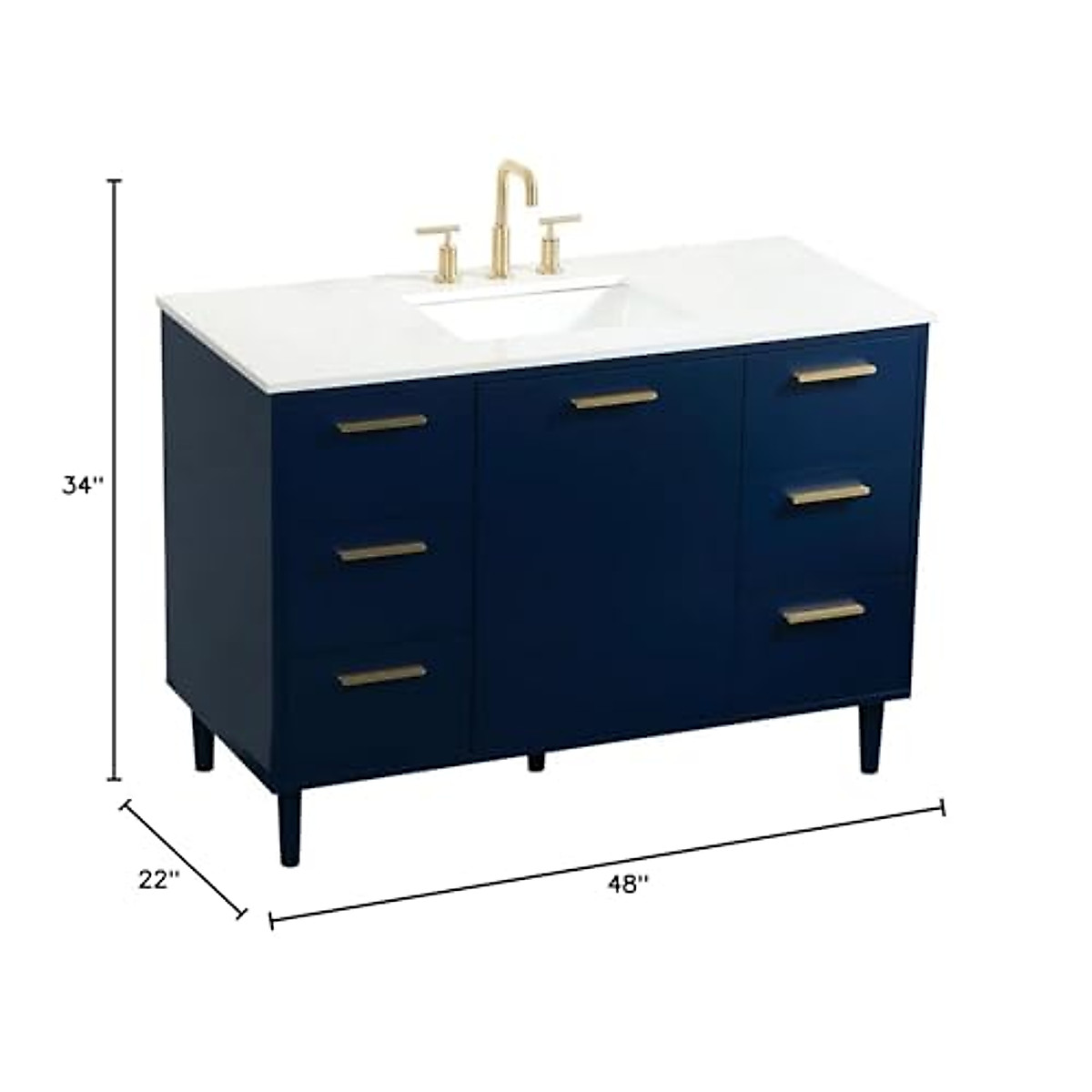 Elegant Kitchen and Bath 48 inch Bathroom Vanity Cabinet - Blue