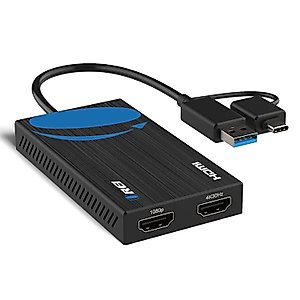OREI SplitExtend HDMI Splitter Extended Display for Dual Monitor - Multi-Monitor Display 3 Separate Screens - USB A & USB-C Adapter to HDMI 2.0, 4K@30Hz Output 1, 1080p Output 2 for Windows, Mac OS G