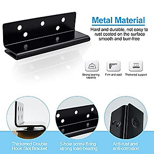 BUZIFU 4 PCS Bed Frame Bed Post Double Hook Slot Bracket Bed Rail Hooks Plates Heavy Duty Bed Post Double Pin Hook Slot Bracket Bed Accessories Bed Frame Attachment Bracket Hardware for Wooden Bed