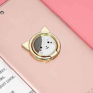 Alzcatek Finger Ring Stand 360 Degree Rotation, Thin Universal Phone Cute Cat Ring Holder Compatible with iPhone Xs, iPhone 78/78 Plus, Samsung, LG and Other Smartphones (Cat 1)