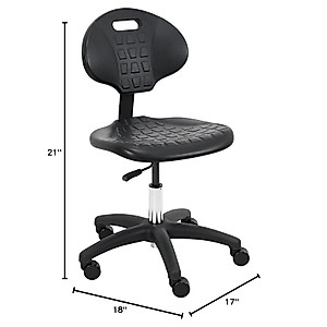 BenchPro Table Height Chair/Stool-Easy to Clean Premium Ergonomic Polyurethane Chair. 5" of Height Adjustment (16"-21" Seat Ht). 450 lb Capacity. for Automotive, Lab, Cleanroom, Home