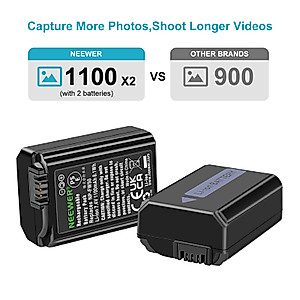 Neewer NP-FW50 Camera Battery Charger with Battery Case Compatible with Sony ZV-E10,A7,A7R,A7RII,A7II,A7SII,A7S,a6300,a6400,a6500,RX10 Series (Pack of 2,Micro USB Port,1100mAh)