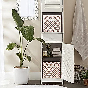 DII Non Woven Polyester Metallic Diamond Storage Bin, Small Set of 2, White/Copper