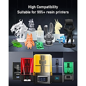 SUNLU ABS Like Resin 2000g, Strong Fast Curing 3D Printer Resin, 395 to 405nm UV Curing 3D Printing Liquid Photopolymer Resin, Non-Brittle and High Precision, 2kg, Grey