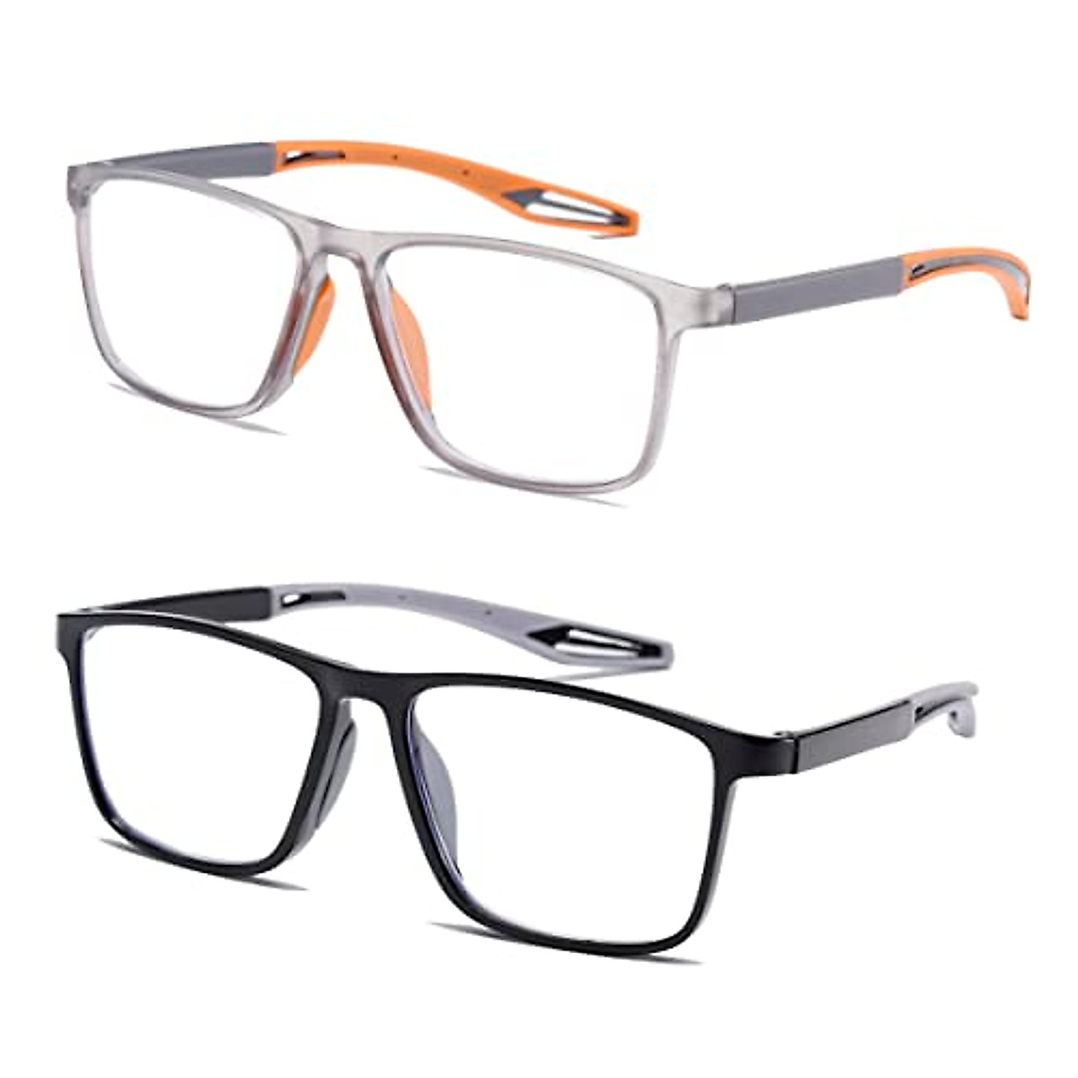 JOON-joon Reading Glasses Men 2 Pairs Sports Style Comfortable and Flexible Blue Light Blocking Readers for Men+1.0