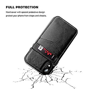 KIHUWEY iPhone XR Case Wallet with Credit Card Holder, Premium Leather Magnetic Clasp Kickstand Heavy Duty Protective Cover for iPhone XR 6.1 Inch(Black)