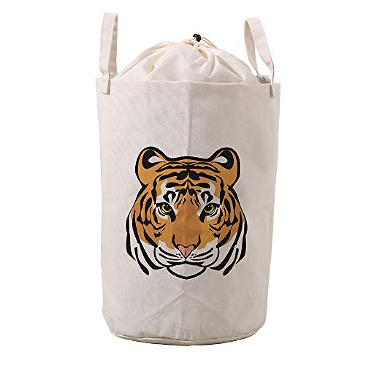 LifeCustomize Large Laundry Basket Hamper Tiger Face Collapsible Drawstring Clothing Storage Baskets Nursery Baby Toy Organizer