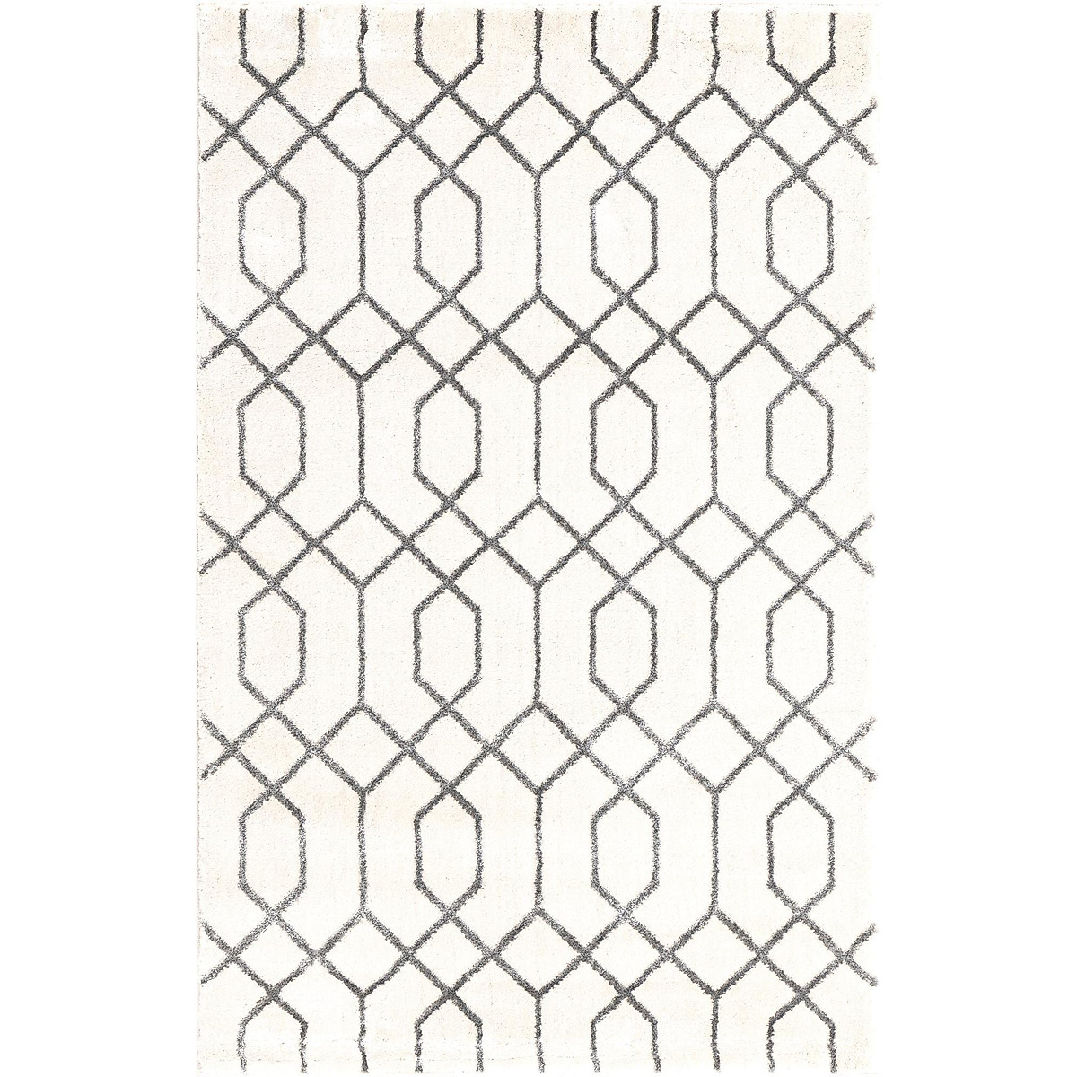 Unique Loom Glam Collection Area Rug - Trellis (3' 3" x 5' 3" Rectangle, White Silver/ Silver)