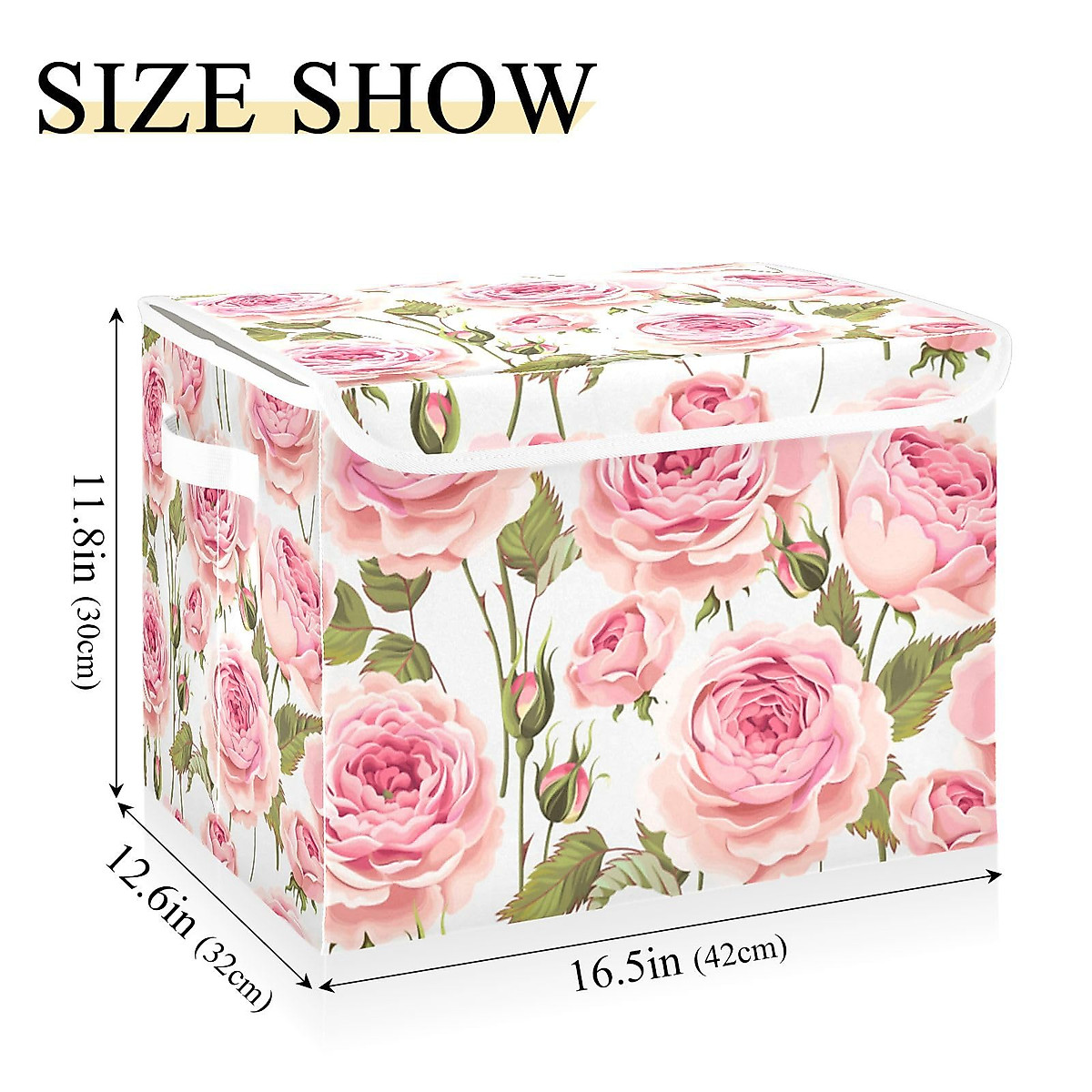 xigua Rose Storage Bin with Lids Larger Collapsible Decorative Cube Storage Bins with Handles Divider for Bedroom Closet Living Room