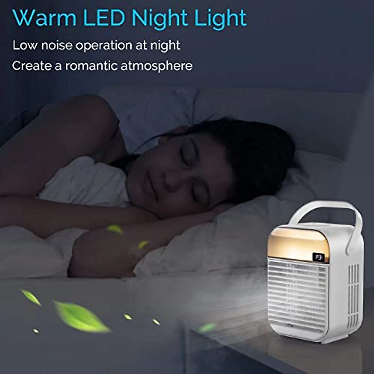 TOCOOL Portable Air Conditioner Fan, Mini Evaporative Cooler, Personal Air Conditioner Small Air Cooler Quiet Desk Fan Humidifier Misting Fan for Small Room Bedroom Home Office, White, ‎AF1