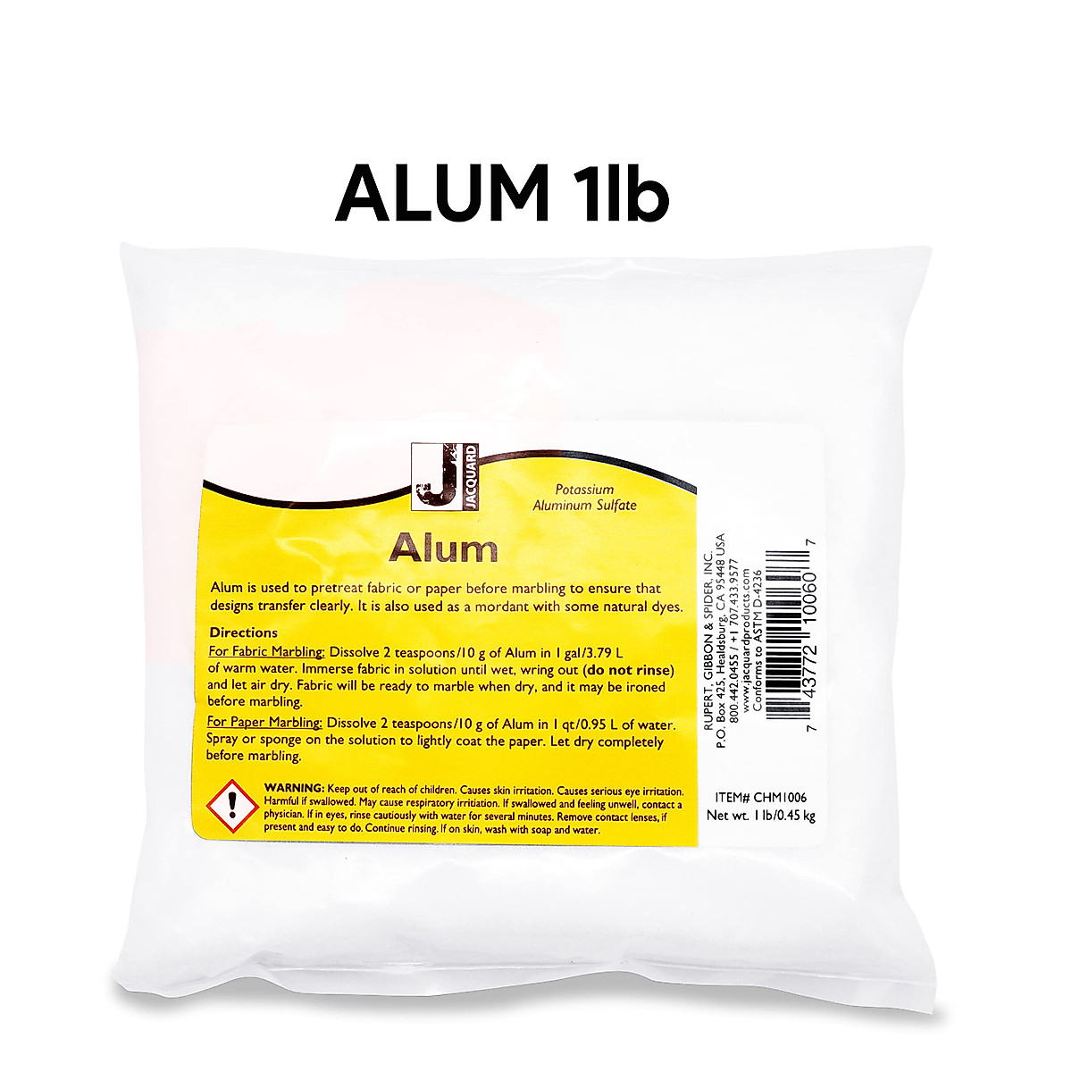 Jacquard Alum - Pretreat Fabrics and Paper Before Marbling - Use as Mordant