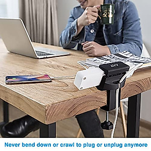 AVLT Power Strip Desk Mount - Desk Clamp Power Strip Holder - Power Strip Clamp Mount - Fits Power Strip Width Between 1.6" to 2.4" - for Desk Edge, Work Bench, Spinal Condition - Black
