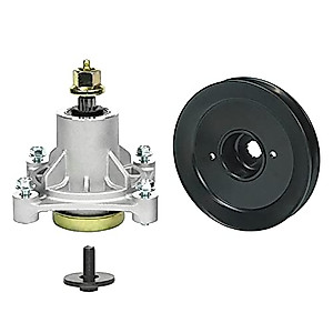 OKH New Parts 174356 Spindle Assembly with Pulley Replace 532174356 82-015 285-108 11014 GT2248 GTH2248 GTH2548 YTH1848XP YTH2748 Jonsered 532174358 LT19A LT2119A LT2122A Pulley 539113962