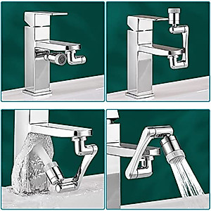 umogy Faucet Extender, Large Angle Rotating Splash Faucet Aerator, Universal 1080 Swivel Robotic Arm Swivel Extension Faucet Aerator, Faucet Extender for Sink with 2 Water Outlet Modes (2pcs)