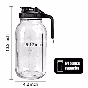 Half Gallon Mason Jar Pitcher, 64 oz Sun Tea Jar Large Wide Mouth Mason Jar Pitcher with Airtight Lid,2 Quart Glass Pitcher for Lemonade,Coffee,Ice Tea Pitcher for Fridge