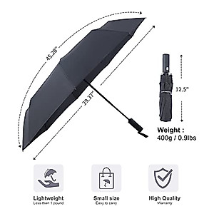 SY COMPACT Travel Umbrella 2 PACKS Automatic Windproof Folding Compact Umbrellas (Black + Blue)
