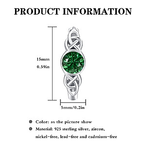 Celtic Hoop Earrings, Graduation Gift 925 Sterling Silver May Birthstone Celtic Knot Hoop Earrings Hypoallergenic Emerald Celtic Jewelry Gift for Women Christmas Birthday