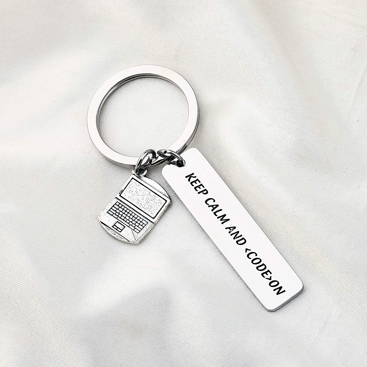 WSNANG Programmer Gift Keep Calm And Code On Keychain Coding Jewelry IT Gift for Software Engineer Student (Code Keychain)