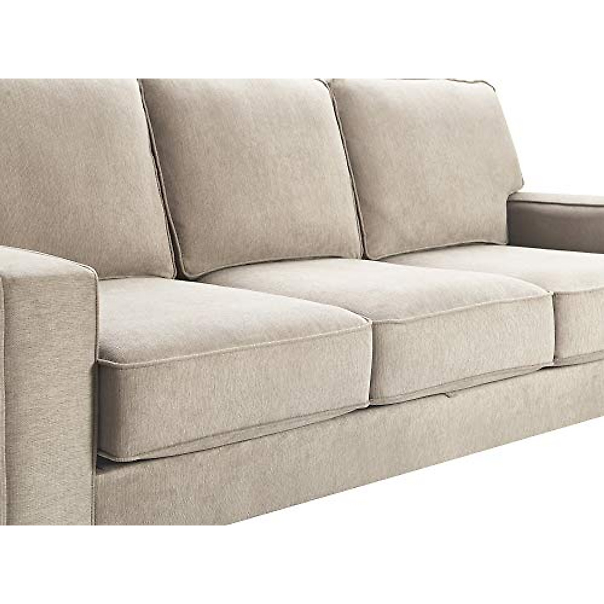 Serta Palisades Sofas with Storage 1 Modern Design, Track Arms, Foam-Filled Cushions, Easy-to-Clean Fabric Upholstery, 77", Soft Beige