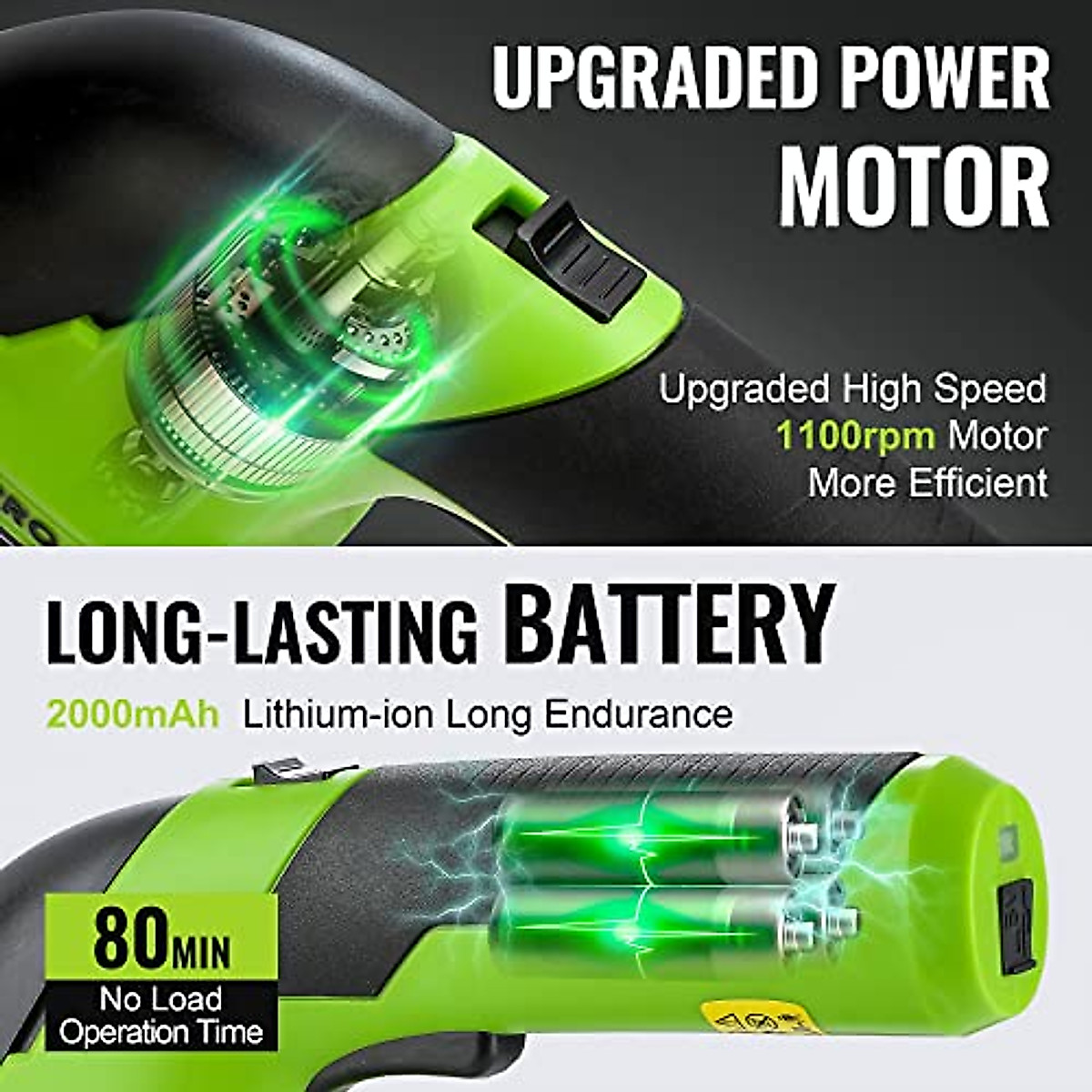 WORKPRO Cordless Grass Shear & Shrubbery Trimmer - 2 in 1 Handheld Hedge Trimmer 7.2V Electric Grass Trimmer Hedge Shears/Grass Cutter Rechargeable Lithium-Ion Battery and Type-C Cable Included