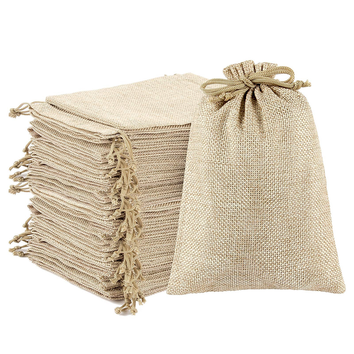 ANPHSIN 75 Pcs Small Burlap Gift Bags with Drawstring - 5.4" x 3.7" Burlap Favor Sacks, Mini Gift Wrapping Bags for Wedding Baby Shower Classmates Festival Party Favors, DIY Craft
