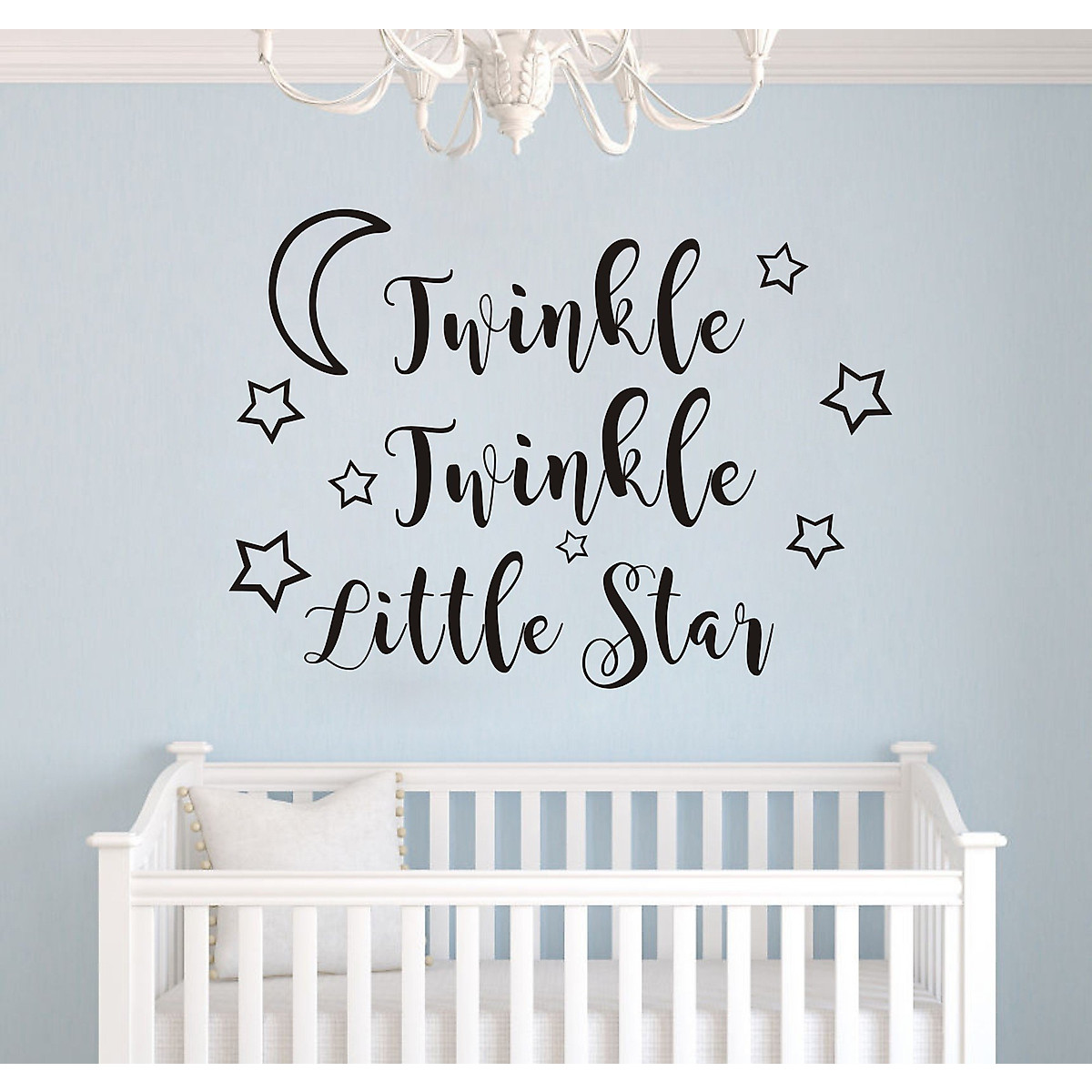 Twinkle Twinkle Little Star Wall Decal Art Vinyl Sticker for Kids Baby Boy Girl's Room Decoration Nursery Bedroom Home Decor YMX29 (Black, 57x42cm)