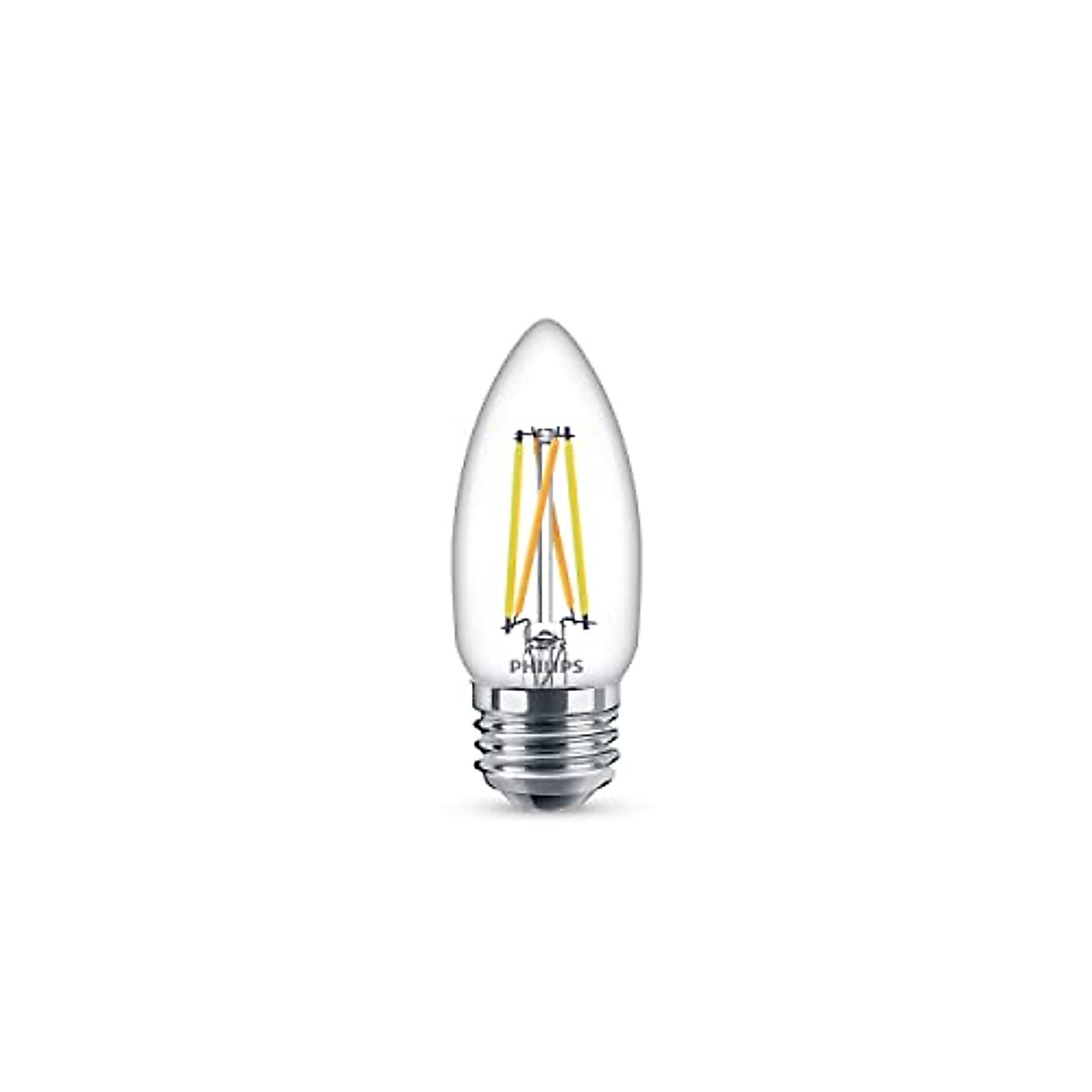 Philips LED Flicker-Free Classic Glass Ultra Definition, EyeComfort Technology, Warm Glow Effect B11 Light Bulb, 300 Lumen, Soft White (2700K), 3.5W=40W, E26 Base, T20 Certified, 3-Pack (574392)