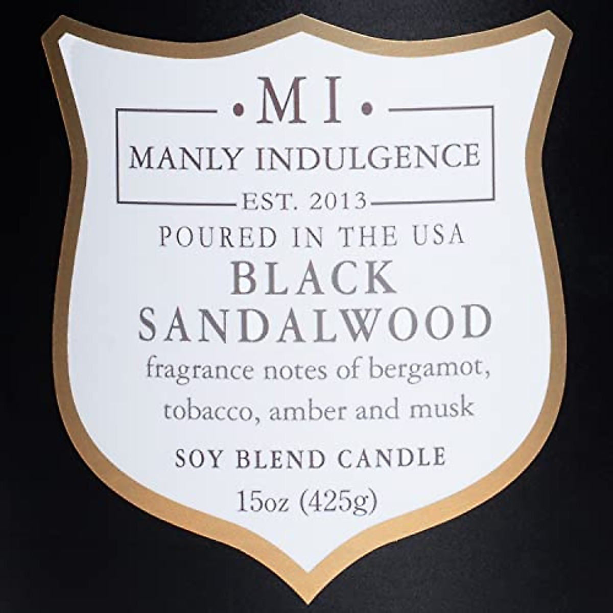 Manly Indulgence Scented Jar Candle, Black Sandalwood, Signature Collection, Soy Wax Blend, Wooden Wick, 15 Oz, Single (Bergamot, Tobacco, Amber & Musk)