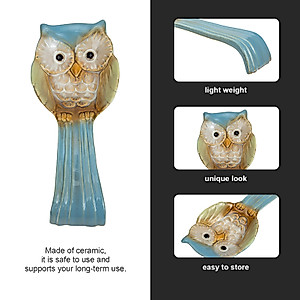 Yardwe Owl Spoon Rest Ceramic Ladle Holder Utensil Rester for Stove Top Kitchen Counter Cooking Utensil and Ladle Rest Holder Dining Table Decoration Blue