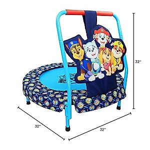 PAW Patrol Mini Trampoline, Indoor Kids Trampoline for Toddlers with Handle, Features Everest, Chase, Marshall, Skye and Rubble, Multi