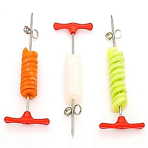 Ashtonn 2pieces Set Fruit & Vegetables Spiral Knife Screw Slicer - Improved Quailty Spiralizer Stainless Steel Wire Potato Carrot Cucumber Salad Vegetti Pasta Portable Manual Cutter Carving Tools