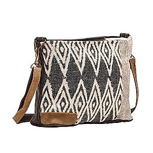 Myra Bag Cerulean Upcycled Canvas & Cowhide Shoulder Bag S-1431