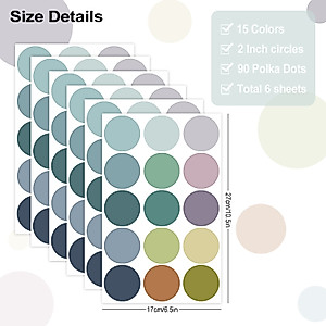 90 pcs Boho Polka Dot Wall Decals for Girls Bedroom,Boho Nursery Decor Wall Stickers for Playroom Kids Classroom Rainbow Wall Decals Decor