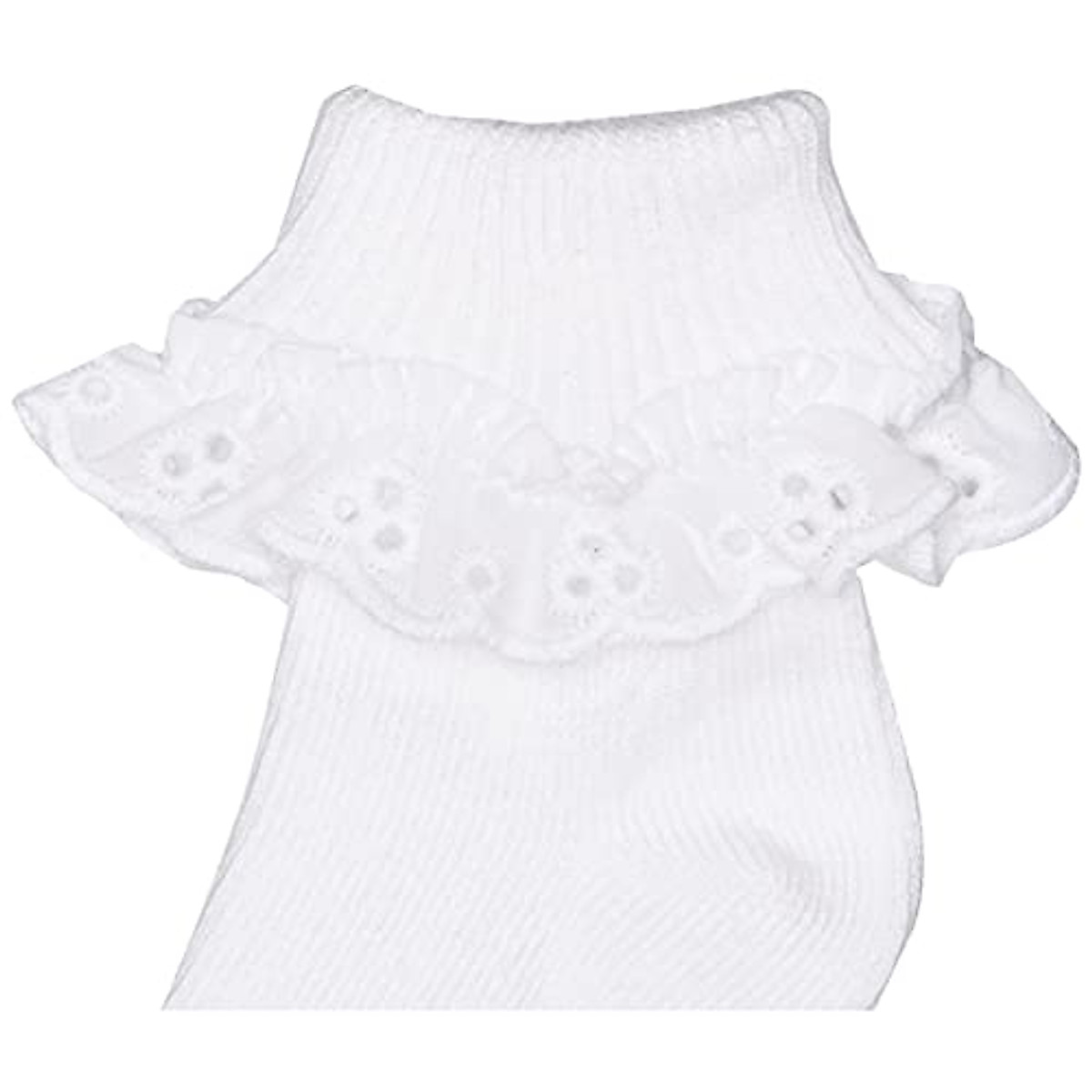 Jefferies Socks baby girls Newborn Eyelet Lace 3 Pair Pack infant and toddler socks, White, 12-24 Months US