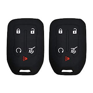 2 Pcs Smart Key Fob Cover Case Protector Fit for GMC Acadia Terrain Yukon Chevrolet Suburban Tahoe Keyless Entry Remote Fob Skin Jacket Holder Key Protection Case (Black 2 Pack)