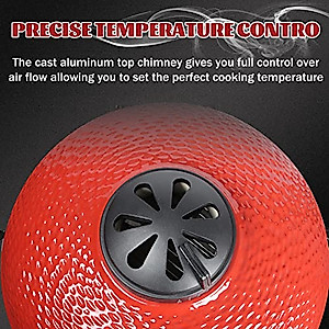 Dracarys Charcoal Kamado Cast Aluminum Top Vent Chimney for Vision Grills Classic B Series 18 Inch Pit Boss 71220, 71240