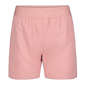 Calvin Klein Girls' Performance Running Shorts, Quick-Drying Mesh, Elastic Waistband & Pull-On Style, Rose Tan Tulip, 12-14