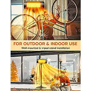 Electric Patio Heater, 1500W Waterproof Outdoor Heaters for Patio, Fast Heating Electric Infrared Heater w/Overheat Protection, 3 Heating Mode Wall Mounted Garage Heater for Outdoor/Indoor Use, Pets