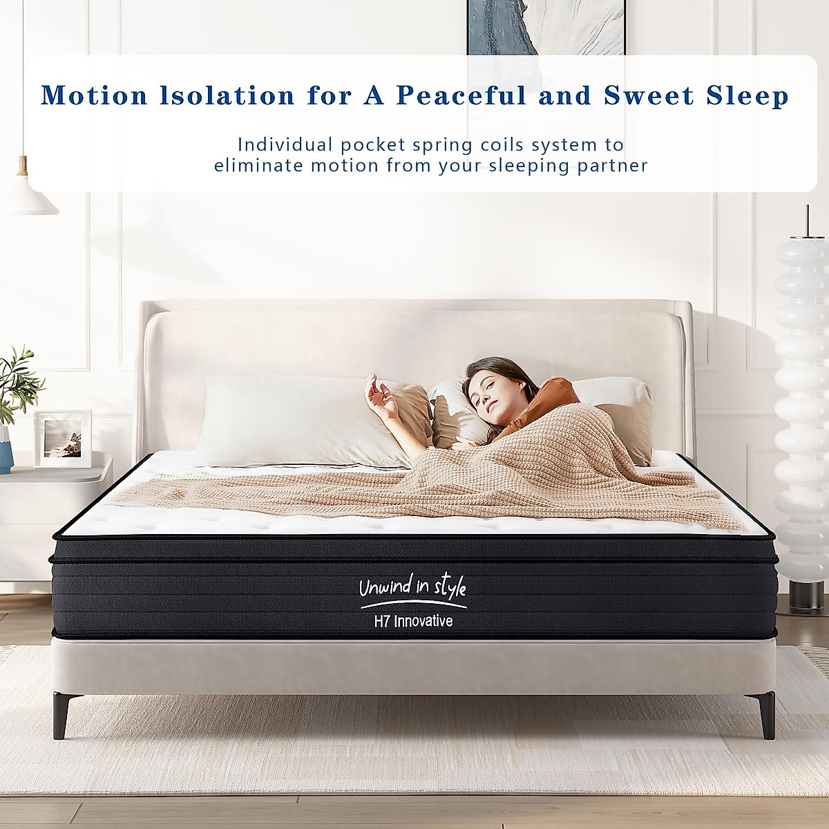 Mattress Queen Size,10 Inch Queen Mattress in a Box With Gel Memory Foam,Queen Mattress Individually Pocketed Innerspring,Medium Firm for Pressure Relief,Back Pain Relief,120 Nights Risk-Free Trial