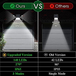 Anufuup Solar Lights Outdoor [140 LED/4 Pack], Solar Lights with 3 Modes, 270°Wide Angle Solar Motion Deck Light,IP65 Waterproof Solar Powered Wall Lights for Front Door, Yard, Garden, Fence, Garage