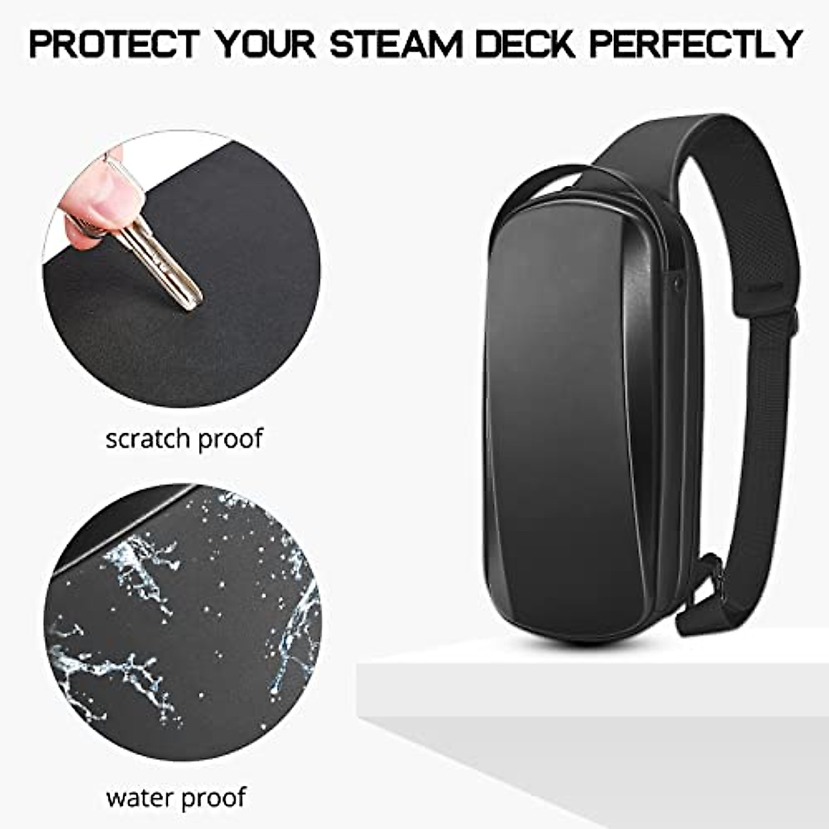 MVRPDXC Carrying Case for Steam Deck Console & Accessories, Shockproof Hard Shell Protective Crossbody Shoulder Chest Backpack with Pockets Fit Console for Travel and Home Storage