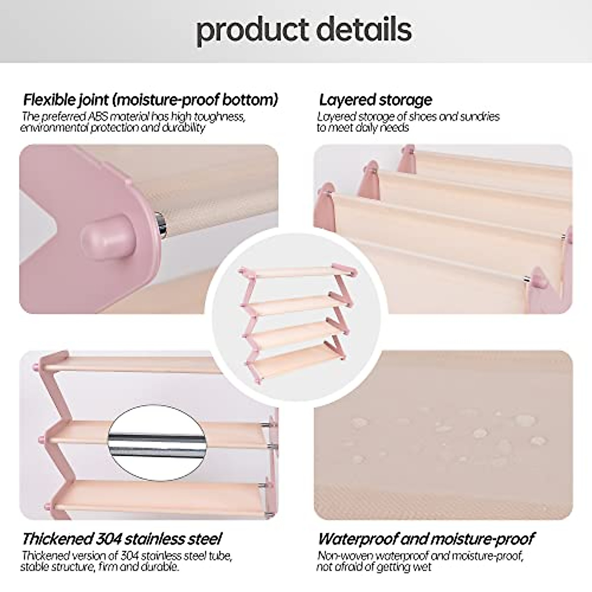 TRTRin Toddler shoe rack, Light Pink kids shoe rack-Can hold 8-12 pairs Baby Shoes, Simple Installation, for Entryway/Hallway/Bedroom/Bathroom.