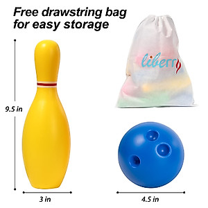 Liberry Toy Bowling Set for Kids Ages 2 3 4 5, Includes 10 Plastic Pins & 2 Balls, Toddler Indoor Outdoor Activity Games, Educational Birthday Gifts for Boys Girls